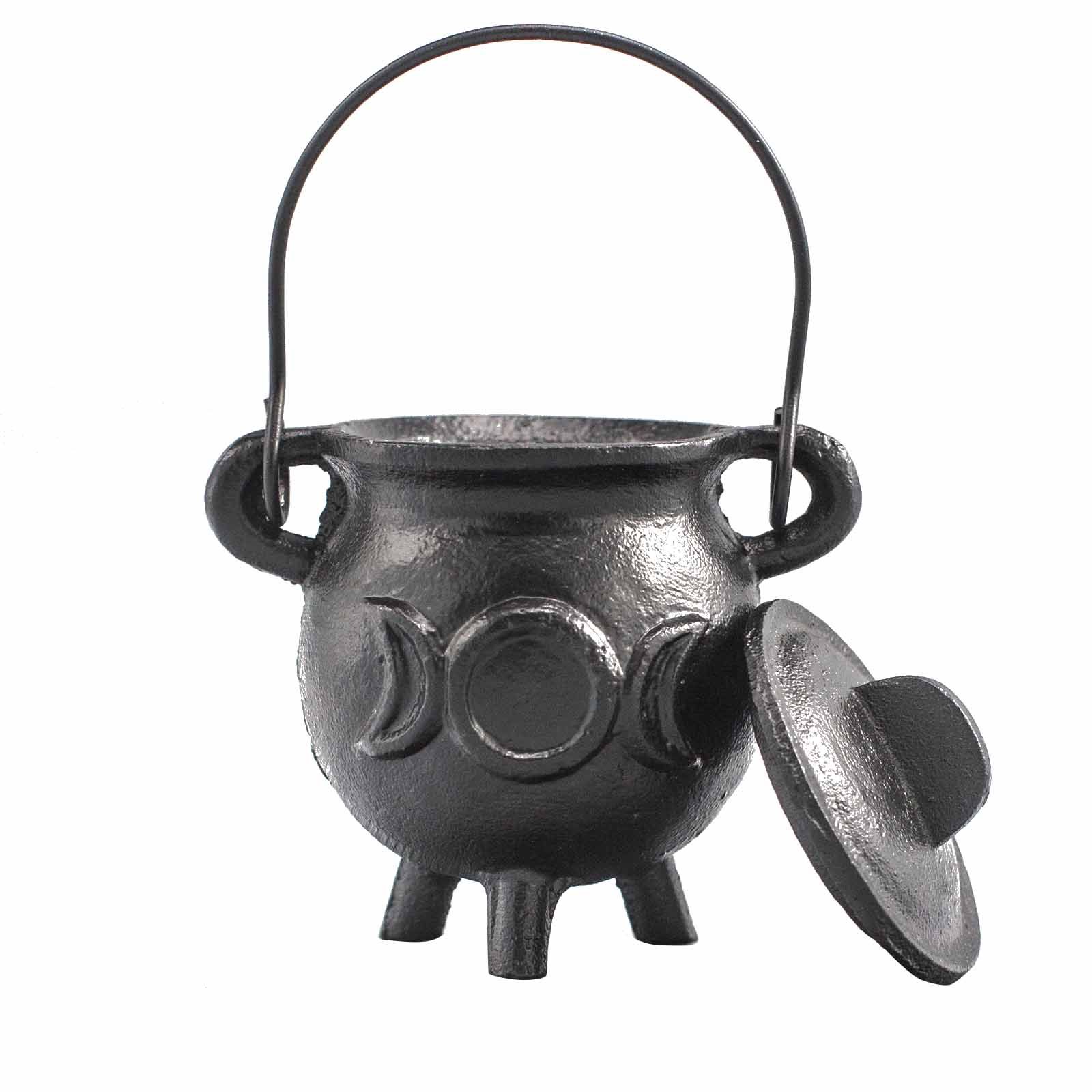 Cast Iron Cauldron with Triple Moon 6.5x13cm – Forgotten Forest